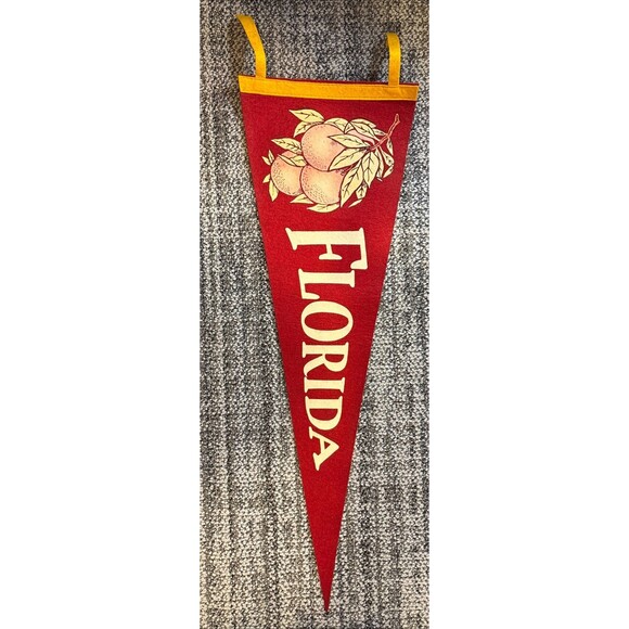 Wall Decor | Rare Vintage Red Florida Felt Souvenir Pennant Flag 26 ...